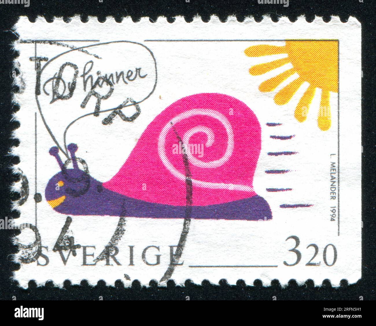 SWEDEN - CIRCA 1994: stamp printed by Sweden, shows Snail, circa 1994 ...