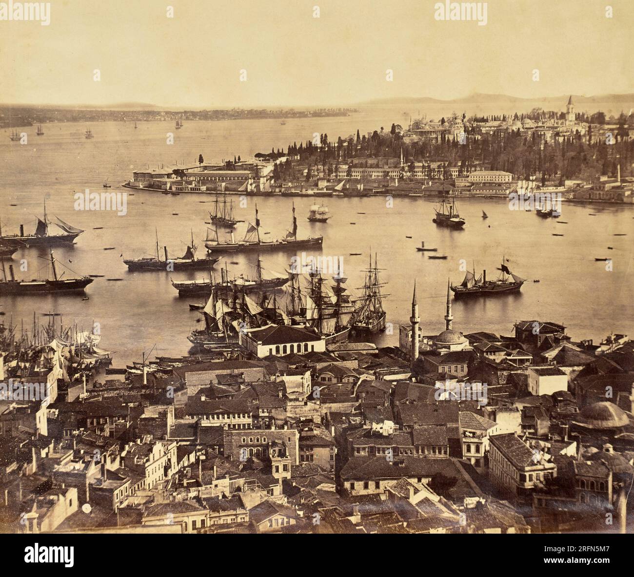 The Bosphorus and Golden Horn, Istanbul, Turkey, circa 1850s-1890s ...