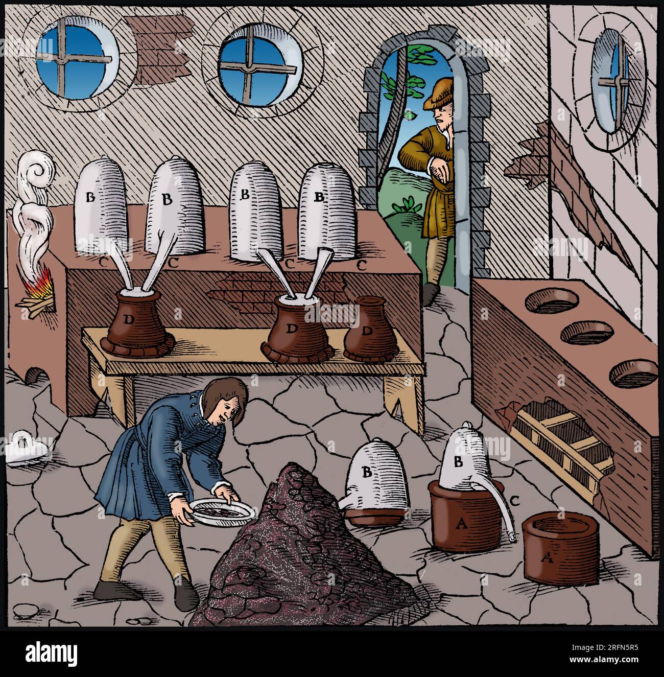 Georgius Agricola, De Re Metallica, Distillation, 1556 Stock Photo - Alamy