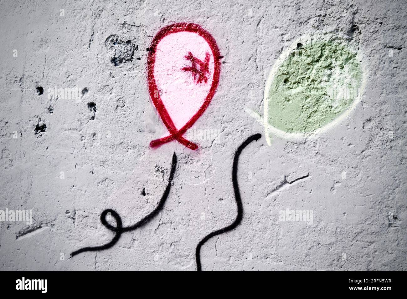 Distressed simple Graffitii Balloons Lisbon Stock Photo - Alamy