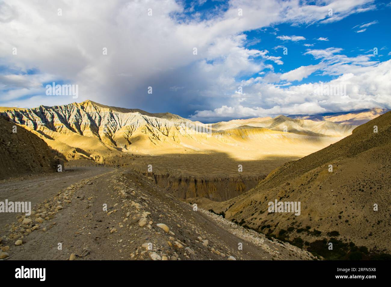 Beautiful Sunset in the Desert Canyon and Green Desert of Ghami Village ...