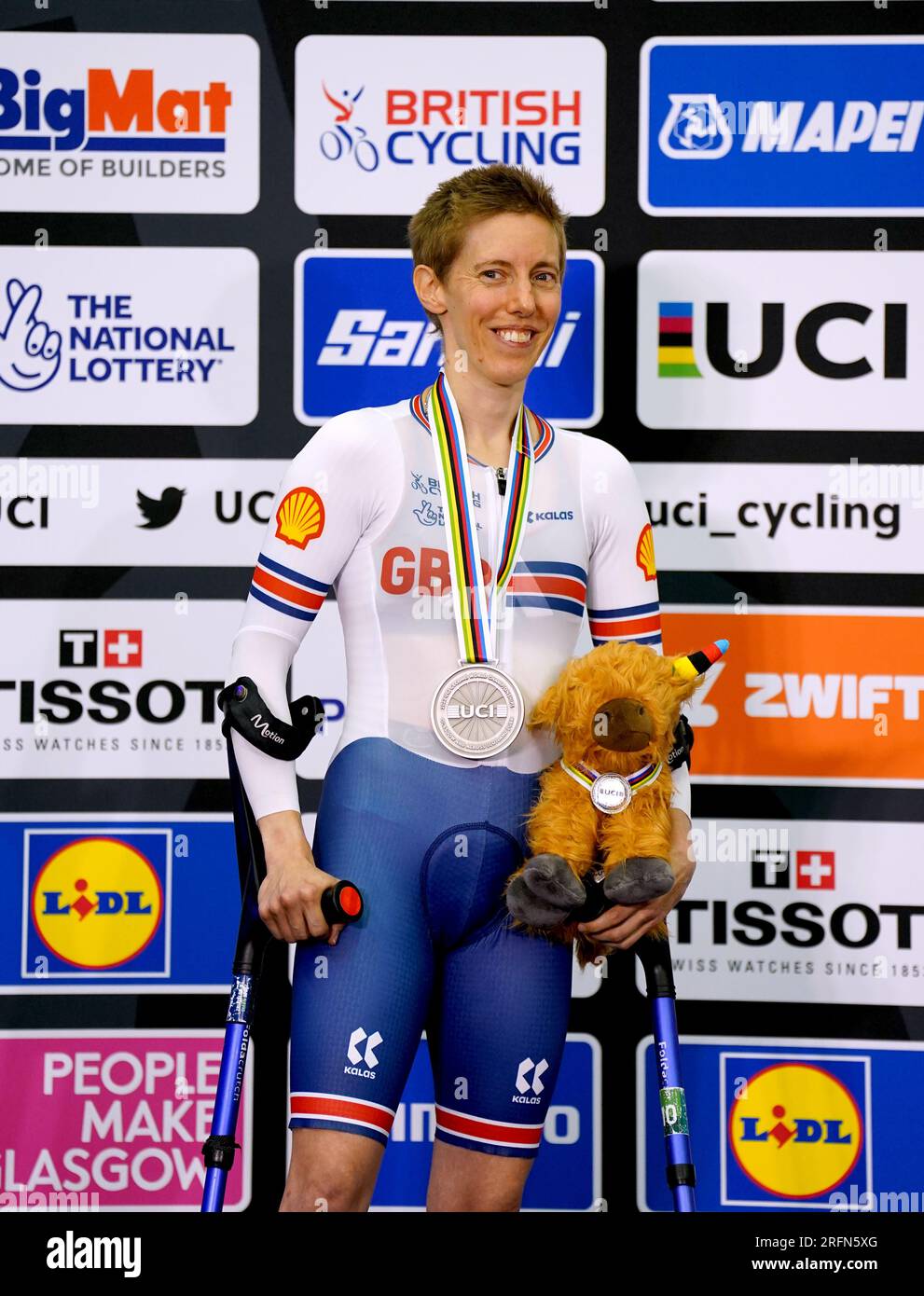 Great Britain's Frances Brown celebrates on the podium after winning ...