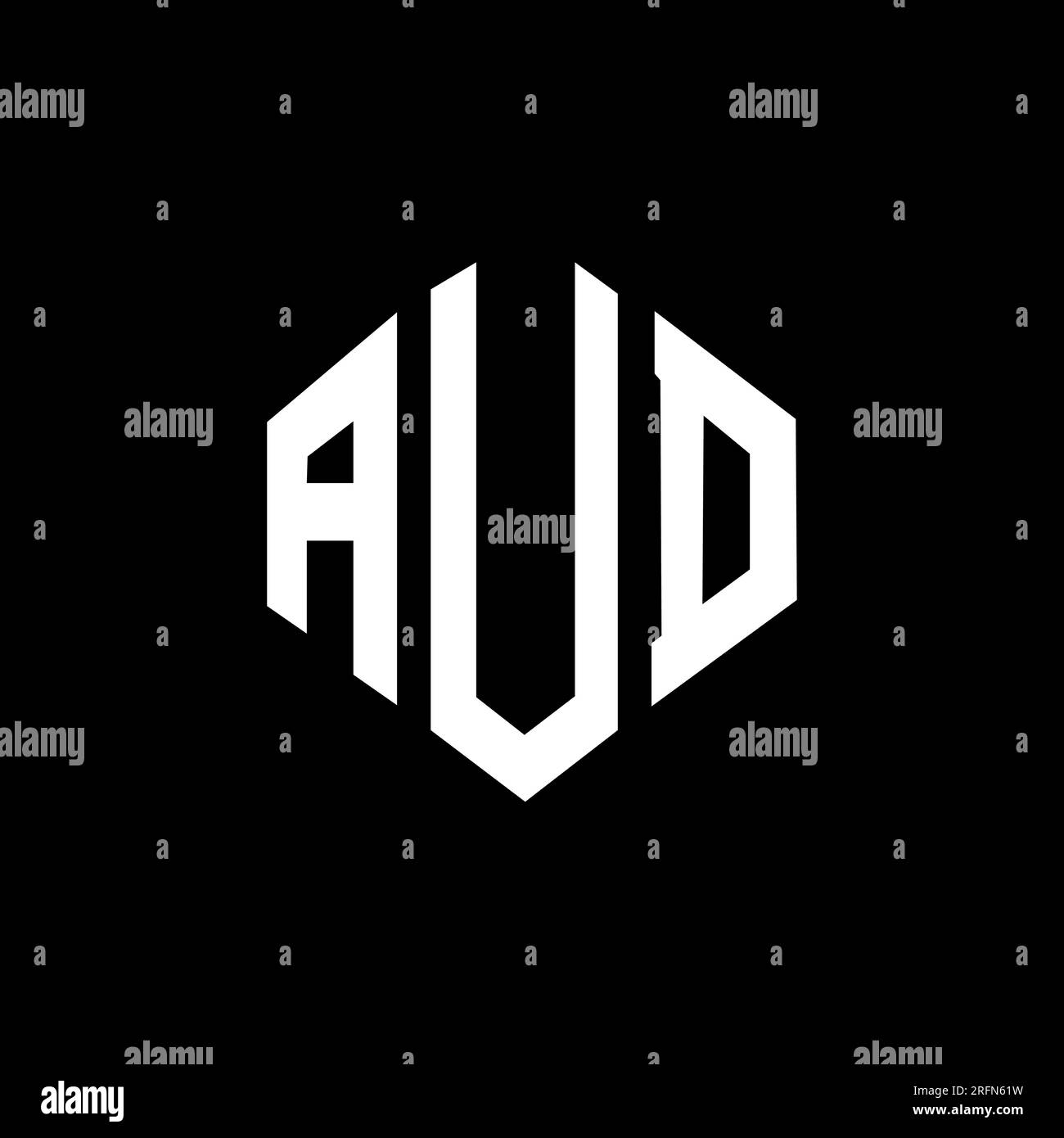 AUD letter logo design with polygon shape. AUD polygon and cube shape ...