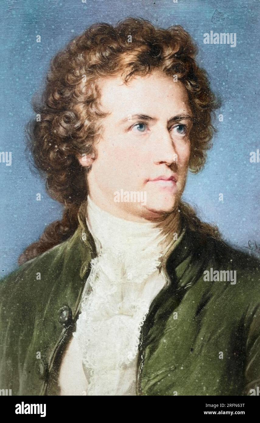 German writer Johann Wolfgang von Goethe (1749-1832 from a painting by ...