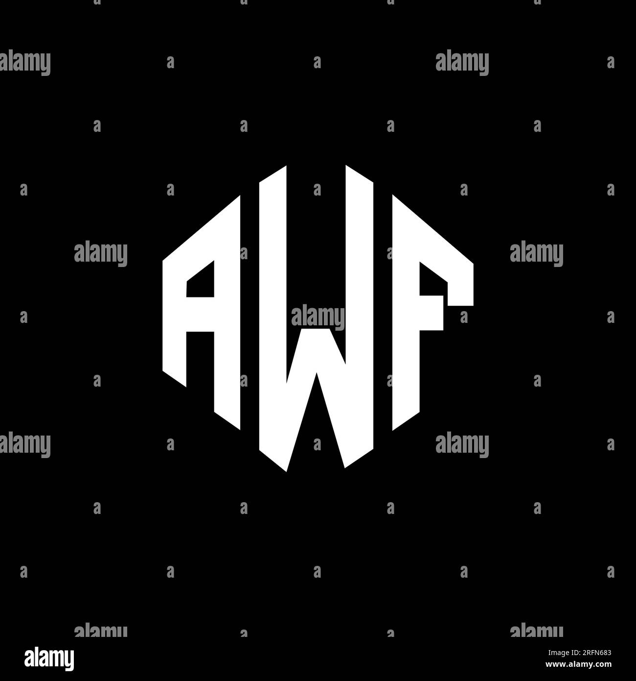 AWF letter logo design with polygon shape. AWF polygon and cube shape logo design. AWF hexagon ...