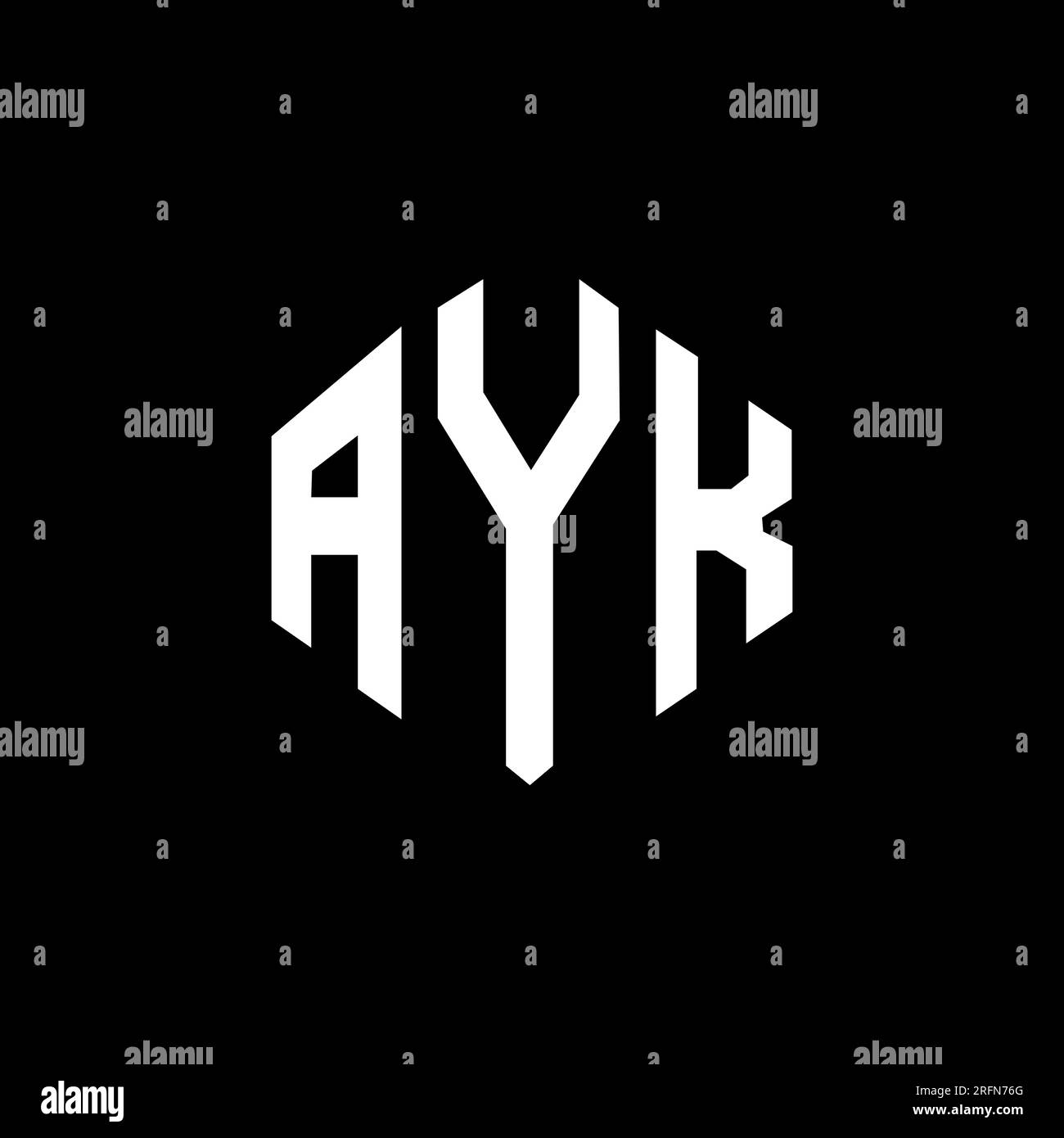 AYK letter logo design with polygon shape. AYK polygon and cube shape logo design. AYK hexagon ...