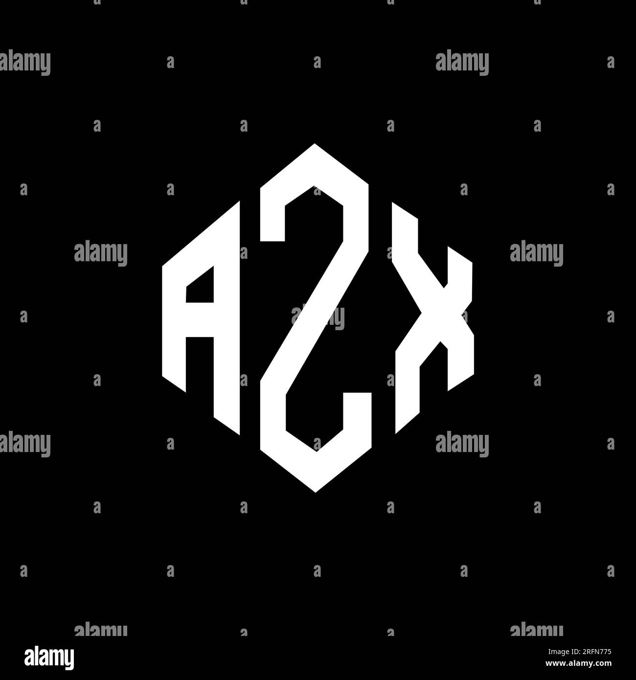 AZX letter logo design with polygon shape. AZX polygon and cube shape logo design. AZX hexagon ...