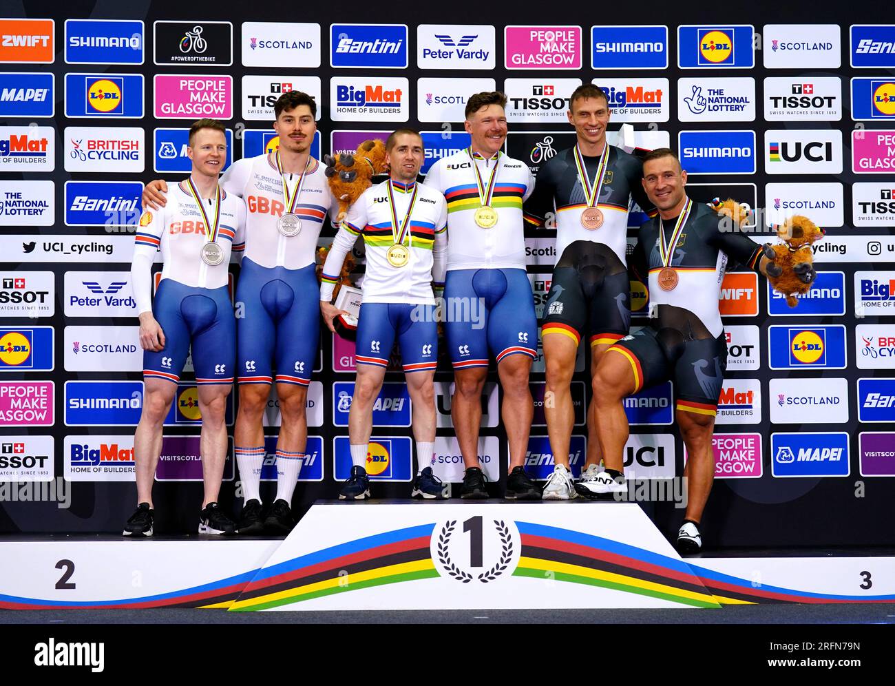 Great Britain's Neil Fachie and Matt Rotherham (centre) celebrate on ...