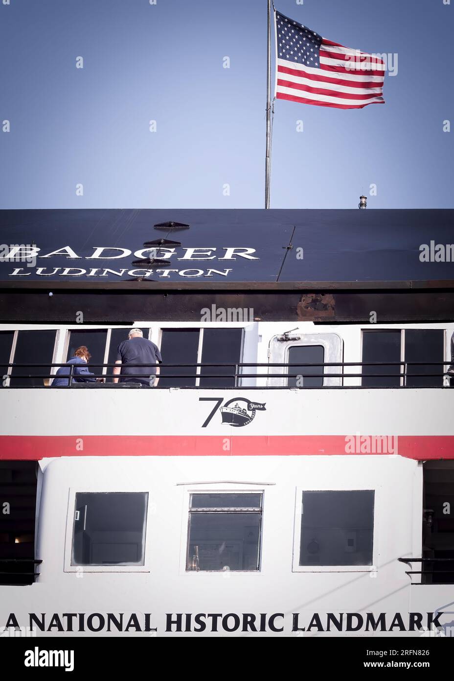 The Stern of the SS Badger, a National Historic Landmark with its flag ...