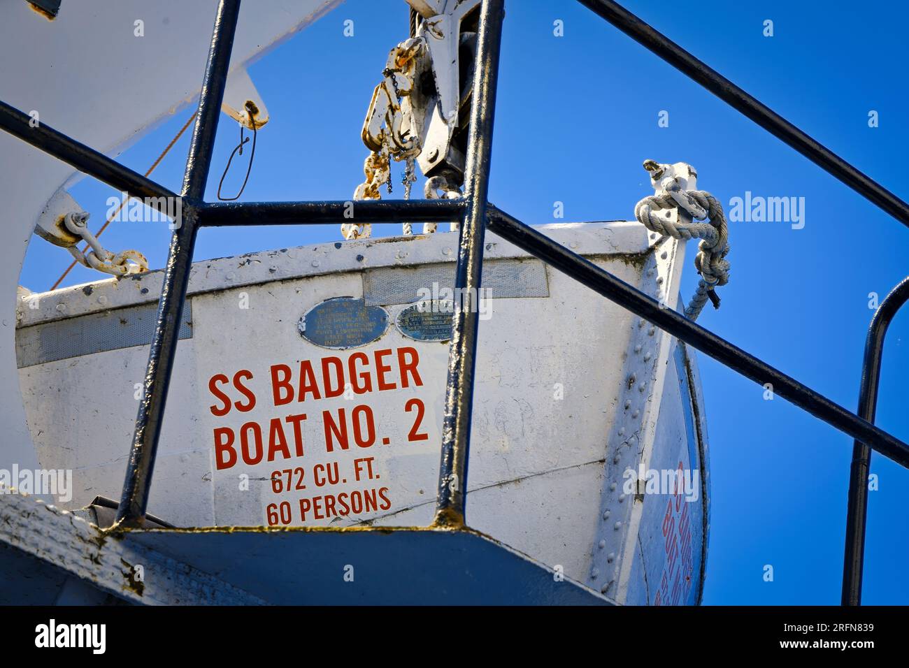 Lifeboat number two onboard the SS Badger, a car ferry and National ...