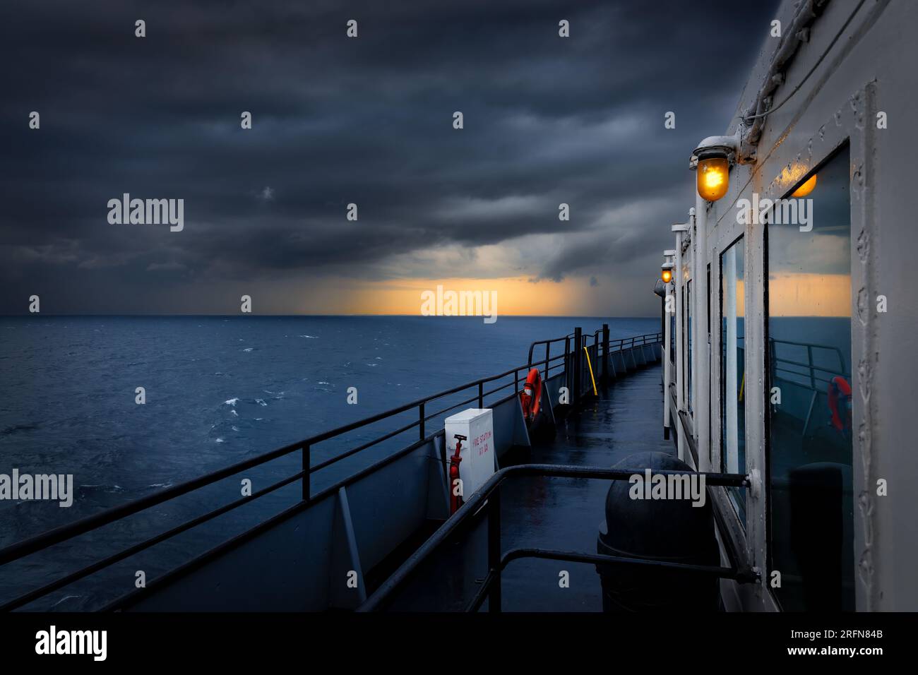 Aboard the SS Badger departing from Ludington, Michigan with a storm ...