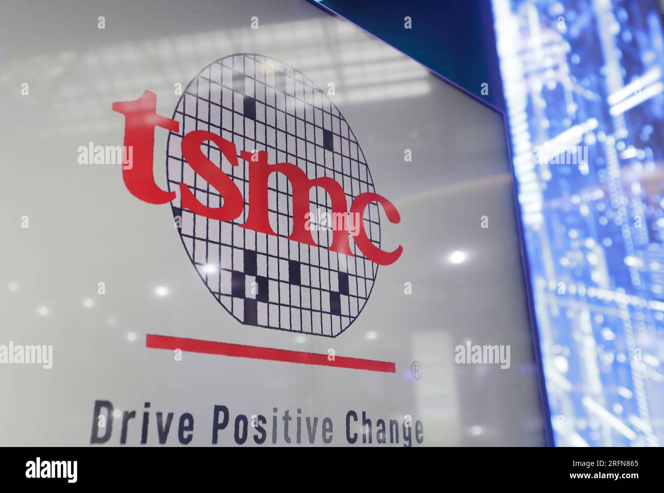 FILE - This photo shows the icon of TSMC (Taiwan Semiconductor Manufacturing Company) during the ...