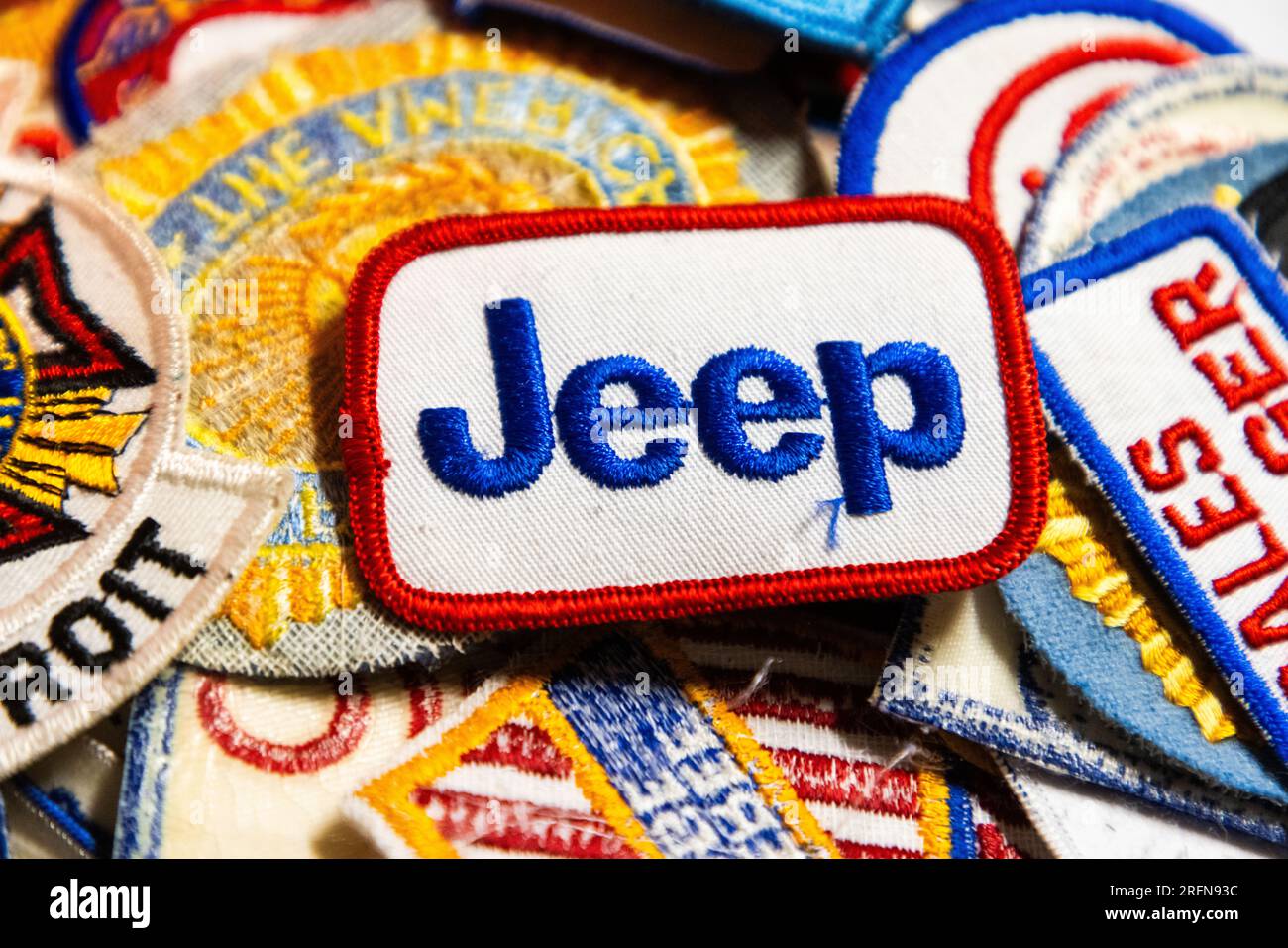 Signs and symbols, a flea market, Jeep logo Stock Photo - Alamy