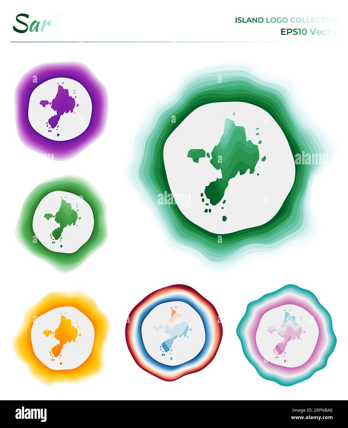 Sark logo collection. Colorful badge of the island. Layers around Sark ...