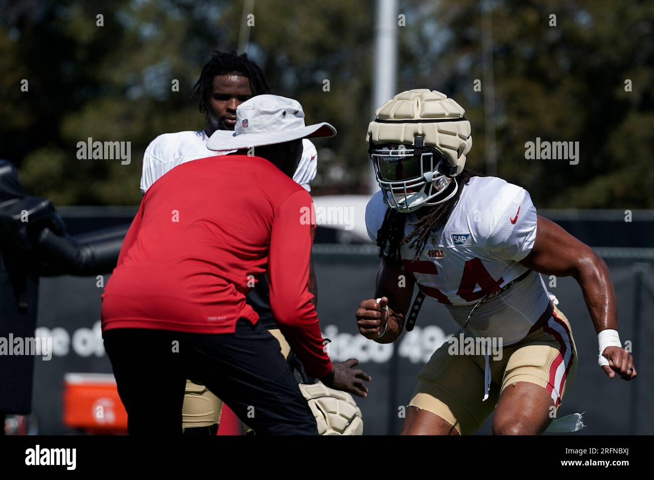 San Francisco 49ers linebacker Fred Warner (54) takes part in a drill ...