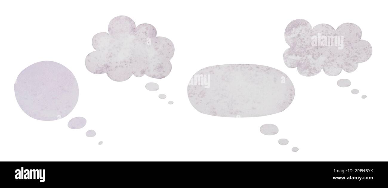 Collection of speech bubbles and dialog balloons. Hand watercolor ...