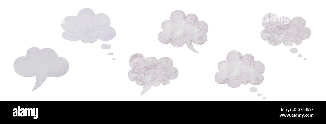 Collection of speech bubbles and dialog balloons. Hand watercolor ...