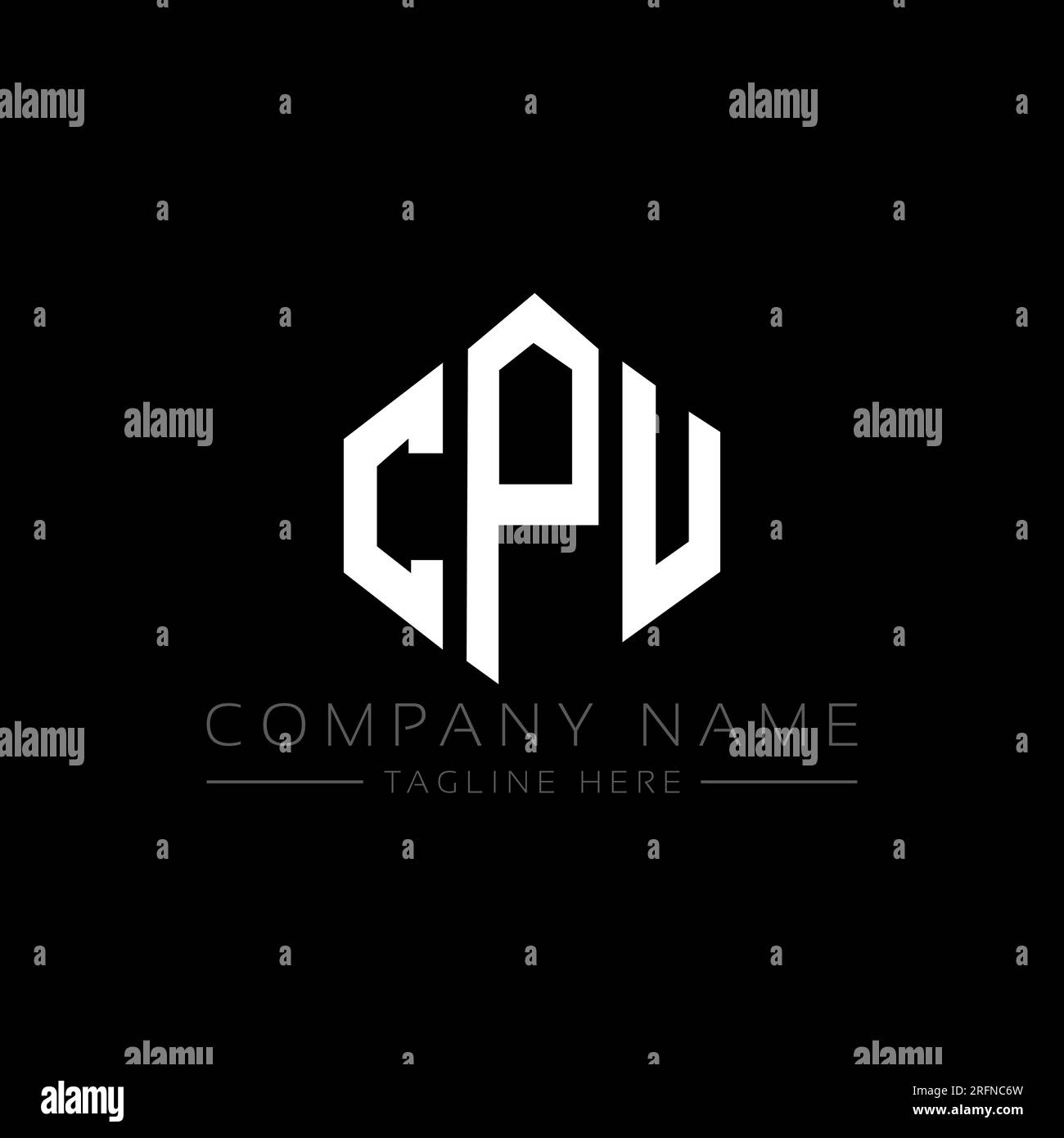 CPU letter logo design with polygon shape. CPU polygon and cube shape ...