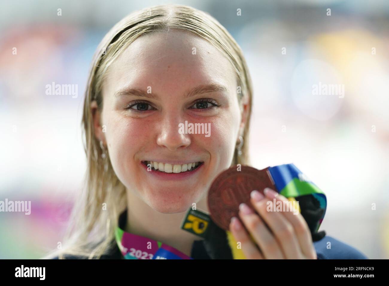 Great Britain's Toni Shaw celebrates winning a bronze medal in the ...