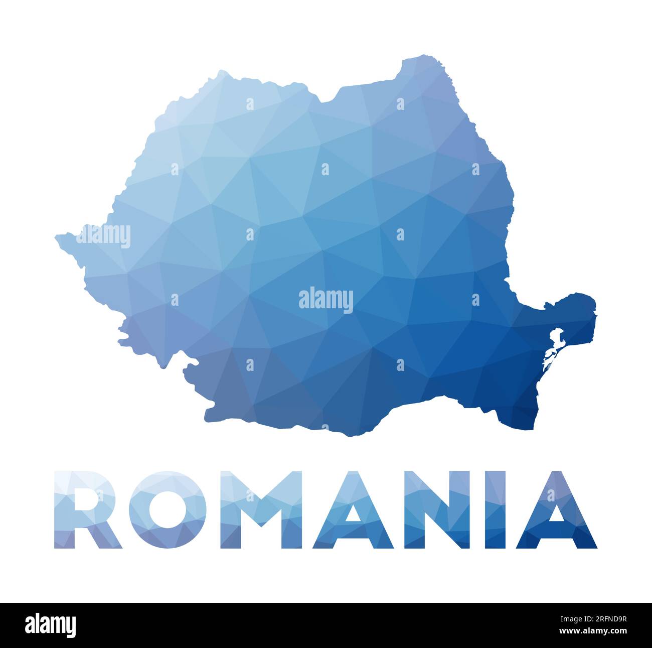 Low poly map of Romania. Geometric illustration of the country. Romania ...