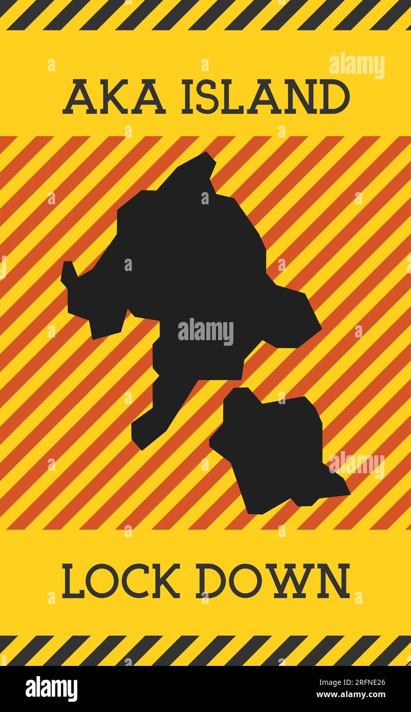 Aka Island Lock Down Sign. Yellow island pandemic danger icon. Vector ...