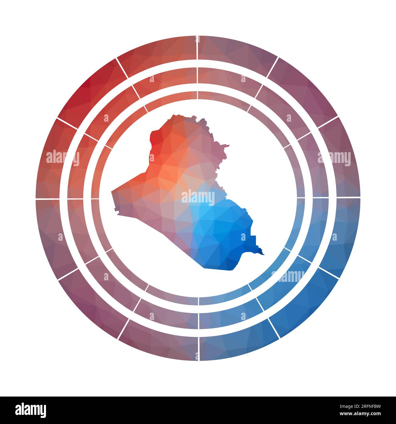 Republic of Iraq badge. Bright gradient logo of country in low poly ...