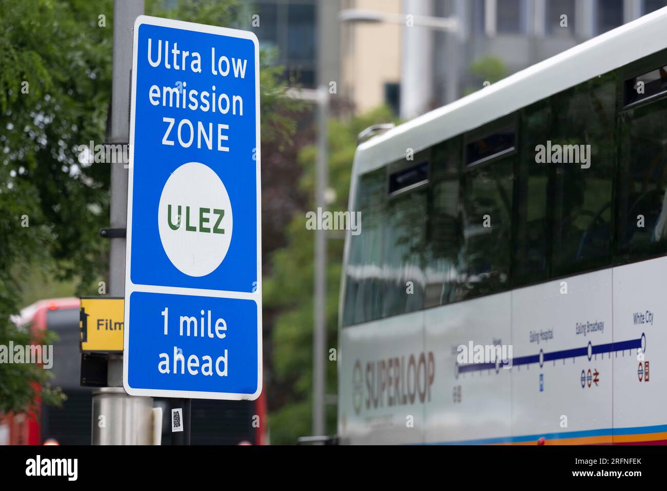 London, England -4 August 2023: The Ultra Low Emission Zone (ULEZ) sign ...