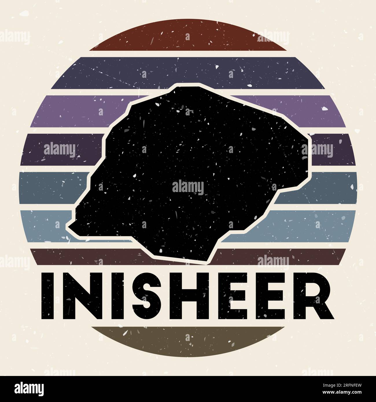 Inisheer logo. Sign with the map of island and colored stripes, vector ...