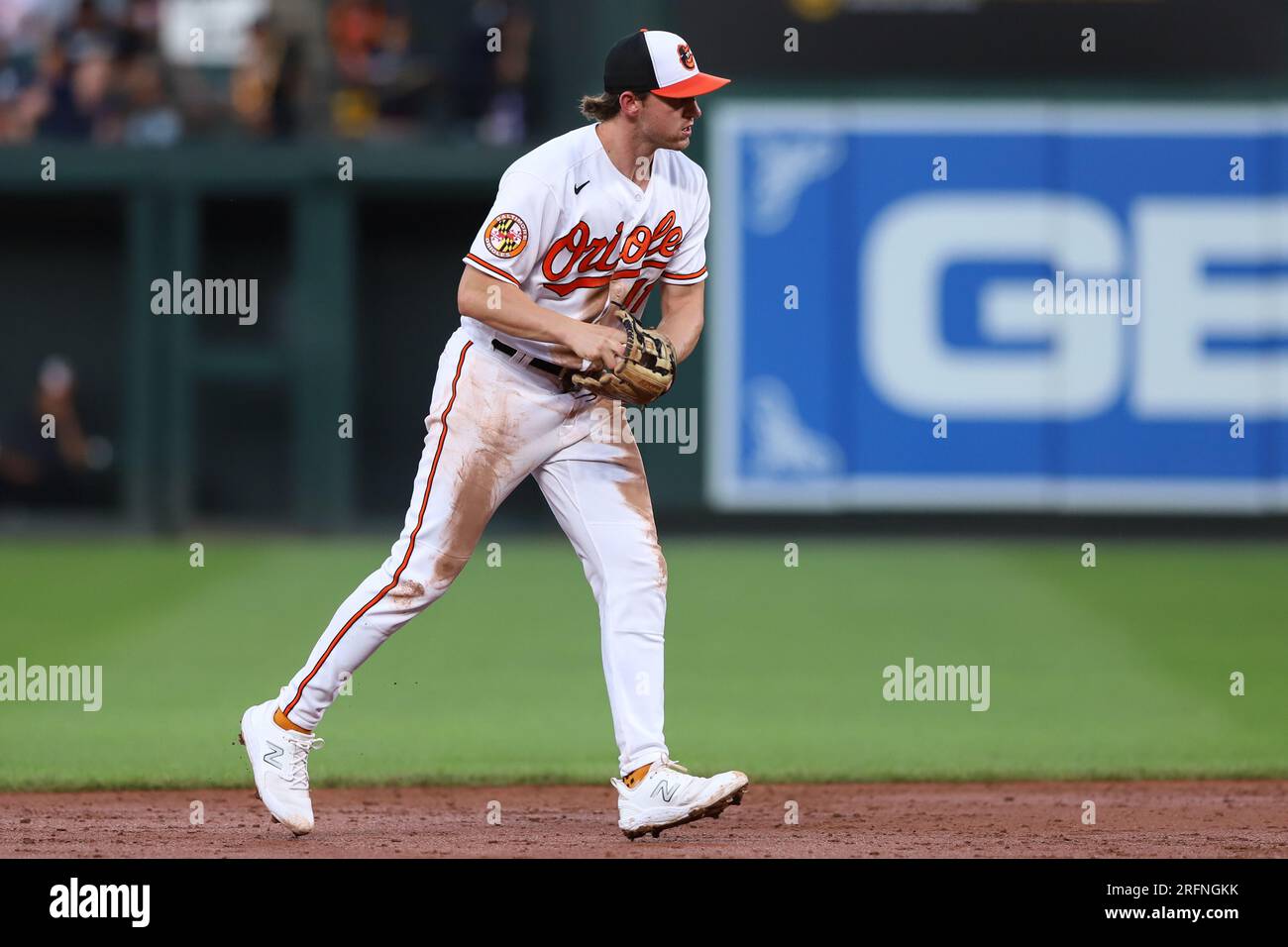 Baltimore Orioles’ infielder Jordan Westburg (11) fielding a ball, set ...