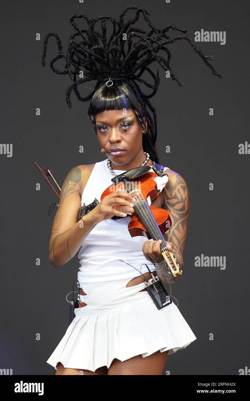 Brittney Denise Parks of the band Sudan Archives performs on day two of the Lollapalooza Music ...