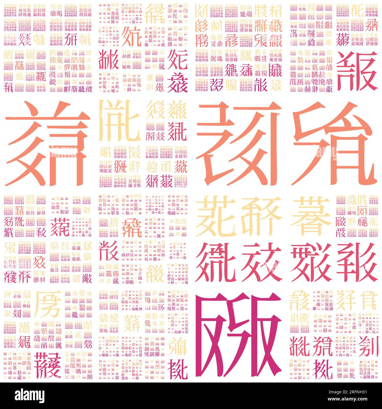 Matrix background. Design using random characters of old Tangut alphabet. Gradient matrix ...