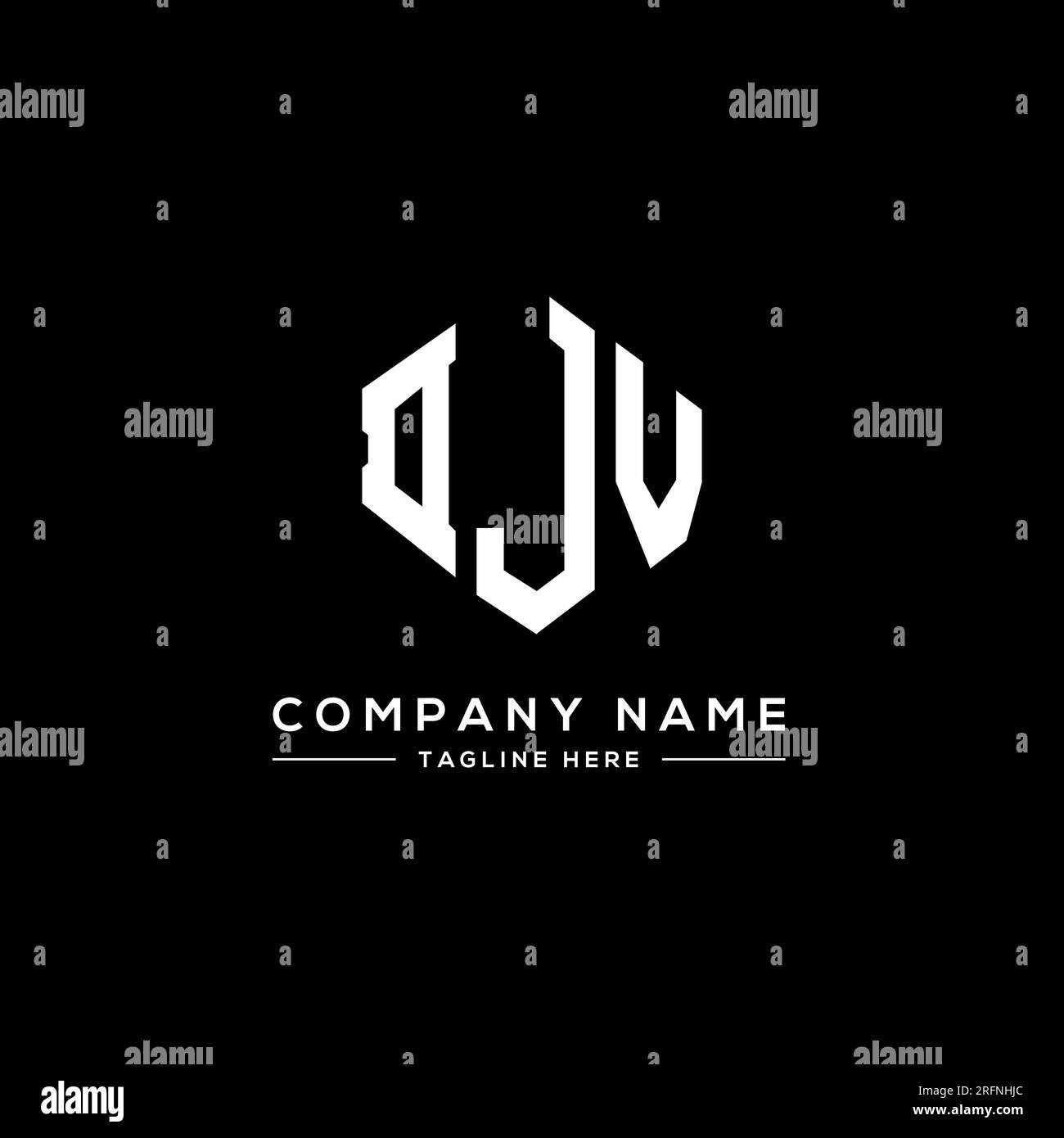 DJV letter logo design with polygon shape. DJV polygon and cube shape ...