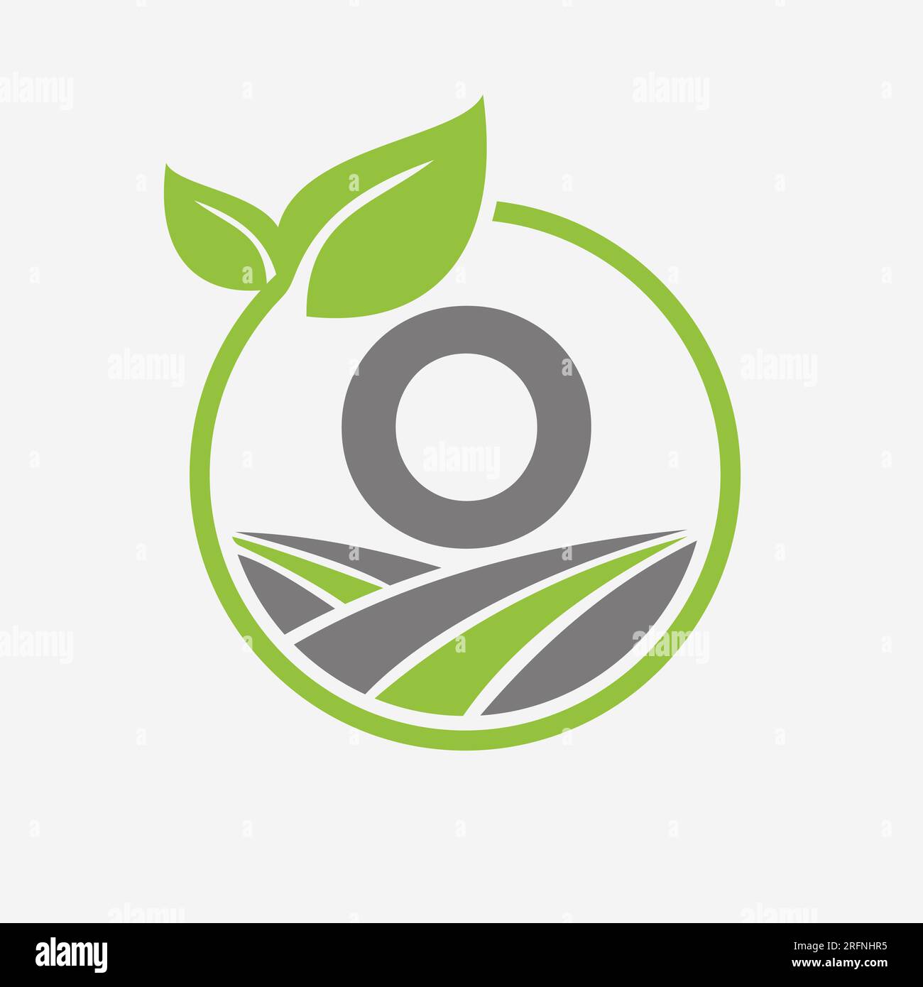 Agriculture Logo On Letter O With Leaf and Field Symbol. Farming ...