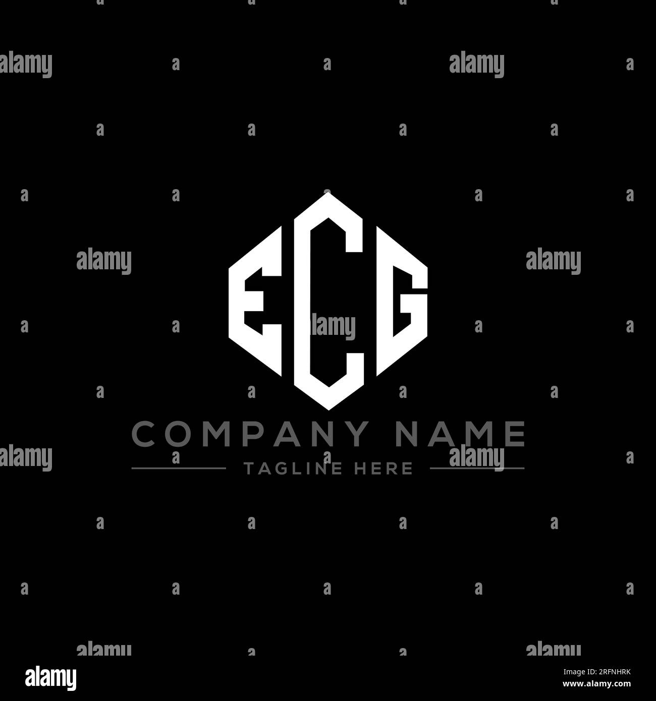 ECG letter logo design with polygon shape. ECG polygon and cube shape ...