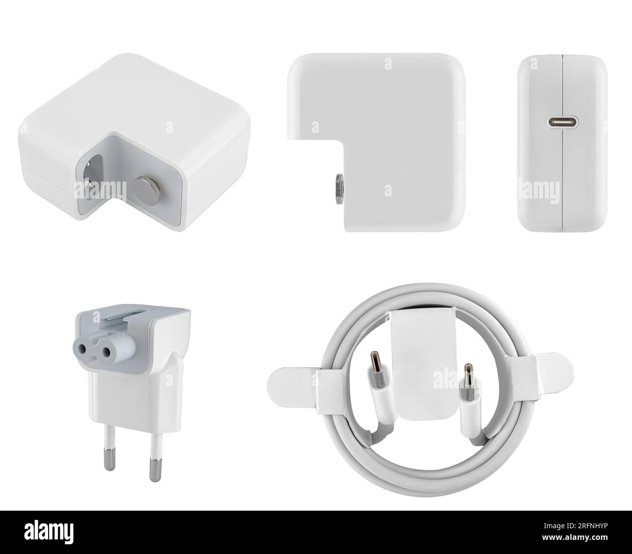 Power adapter for tablet laptop on white background in insulation Stock ...