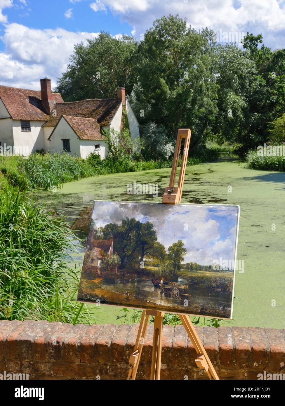 Photograph of John Constable's the Hay Wain on easel taken in the same ...