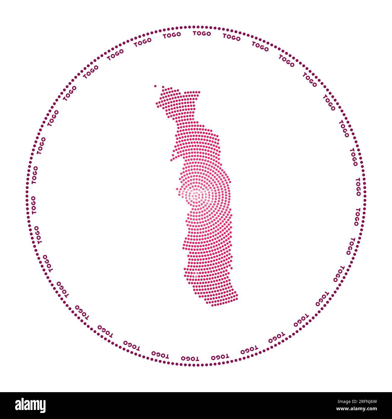 Togo round logo. Digital style shape of Togo in dotted circle with ...