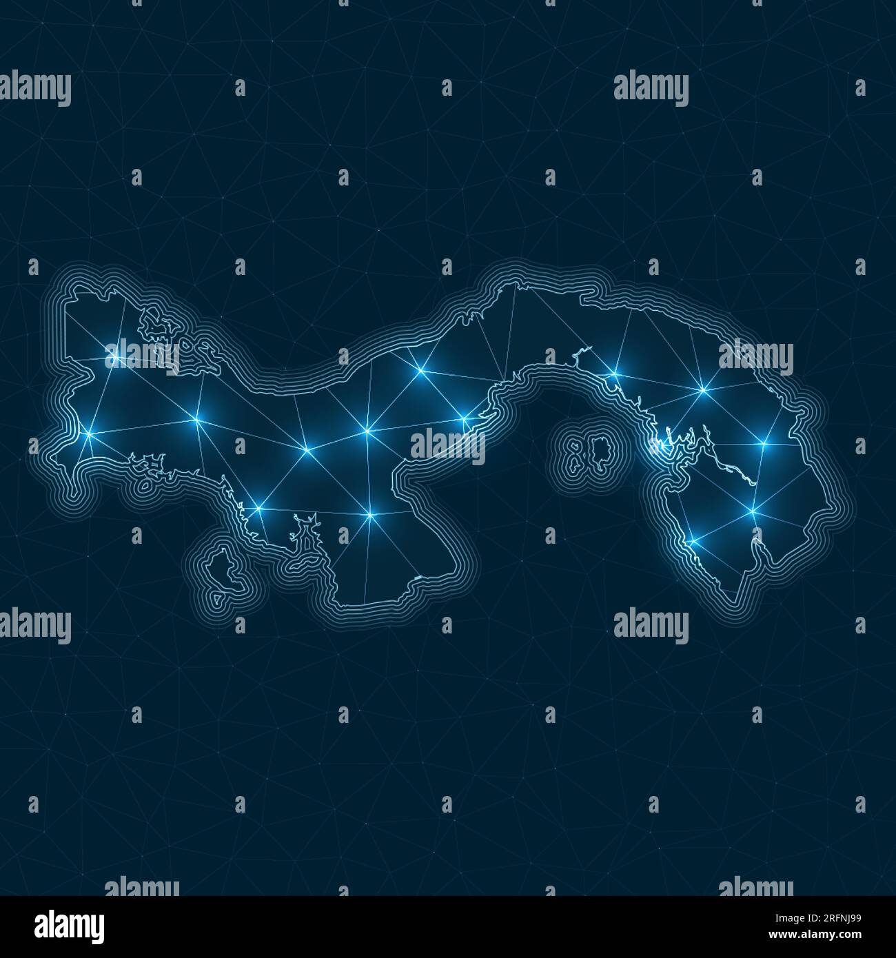 Panama network map. Abstract geometric map of the country. Digital ...