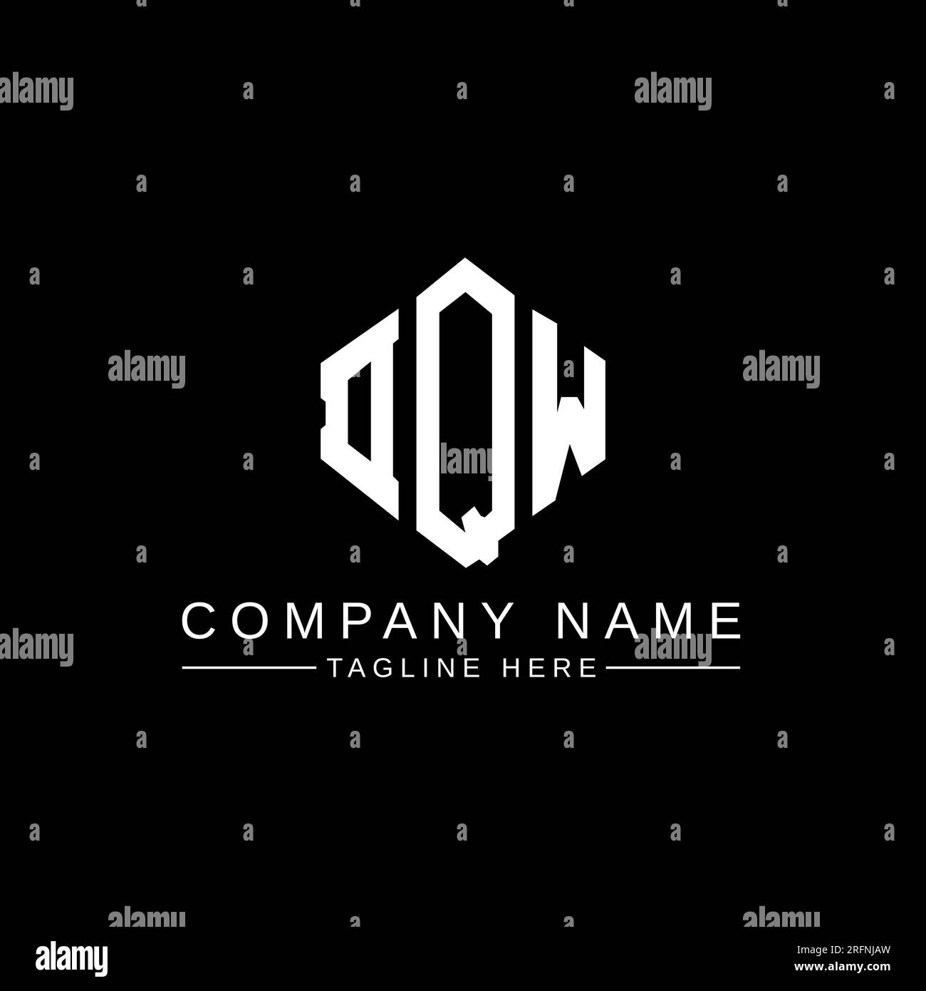 DQW letter logo design with polygon shape. DQW polygon and cube shape logo design. DQW hexagon ...