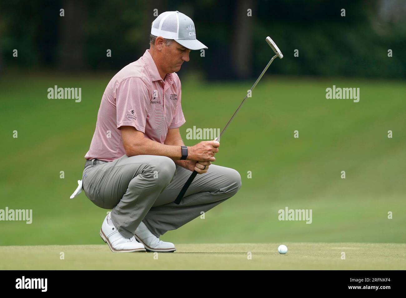 Brendon Todd lines up a putt on the fourth hole during the second round ...