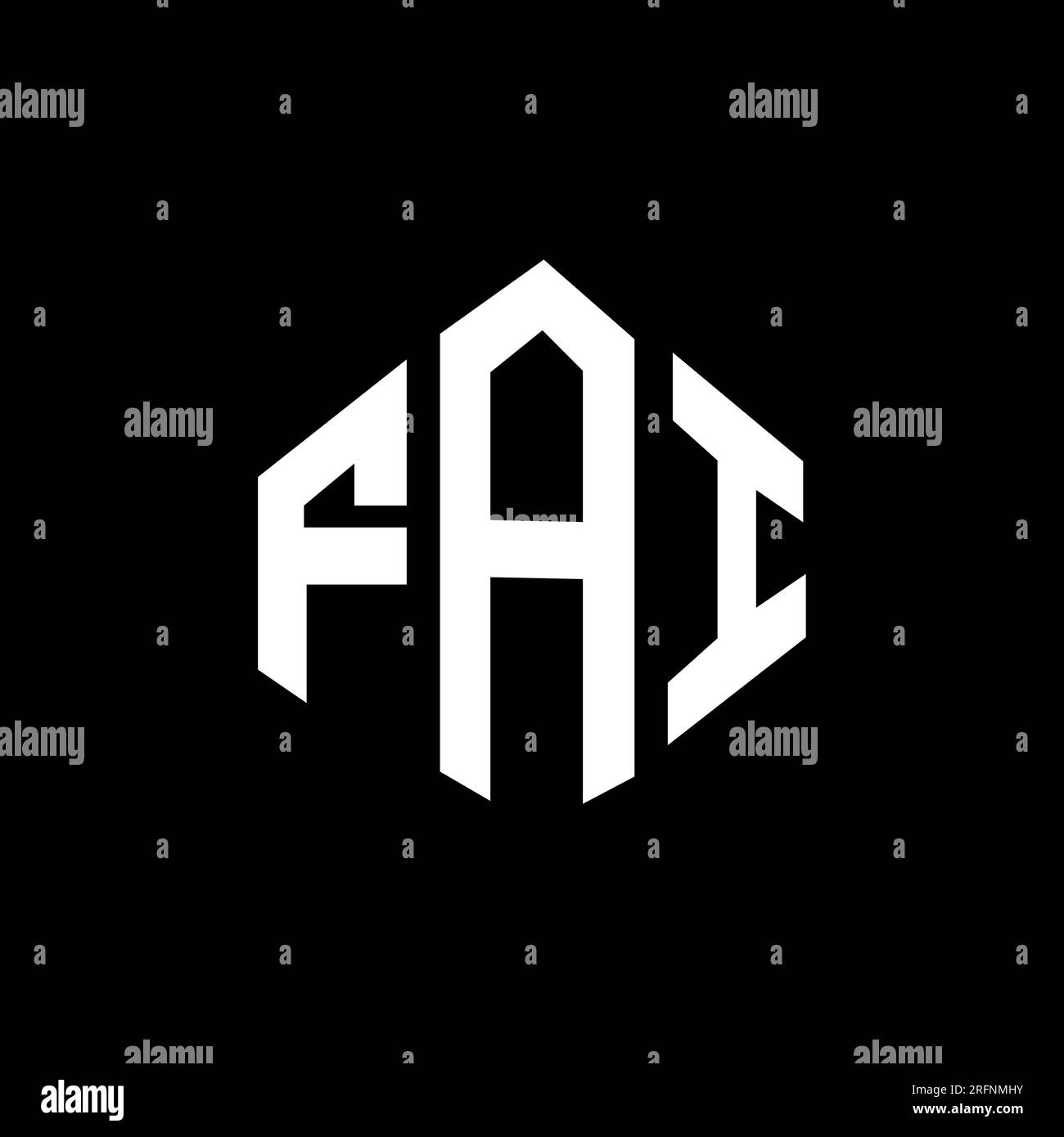 FAI letter logo design with polygon shape. FAI polygon and cube shape logo design. FAI hexagon ...