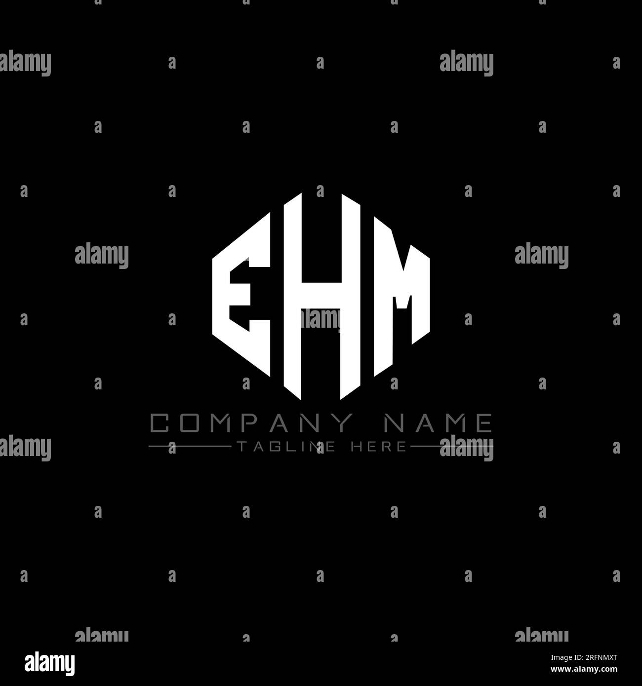 EHM letter logo design with polygon shape. EHM polygon and cube shape ...