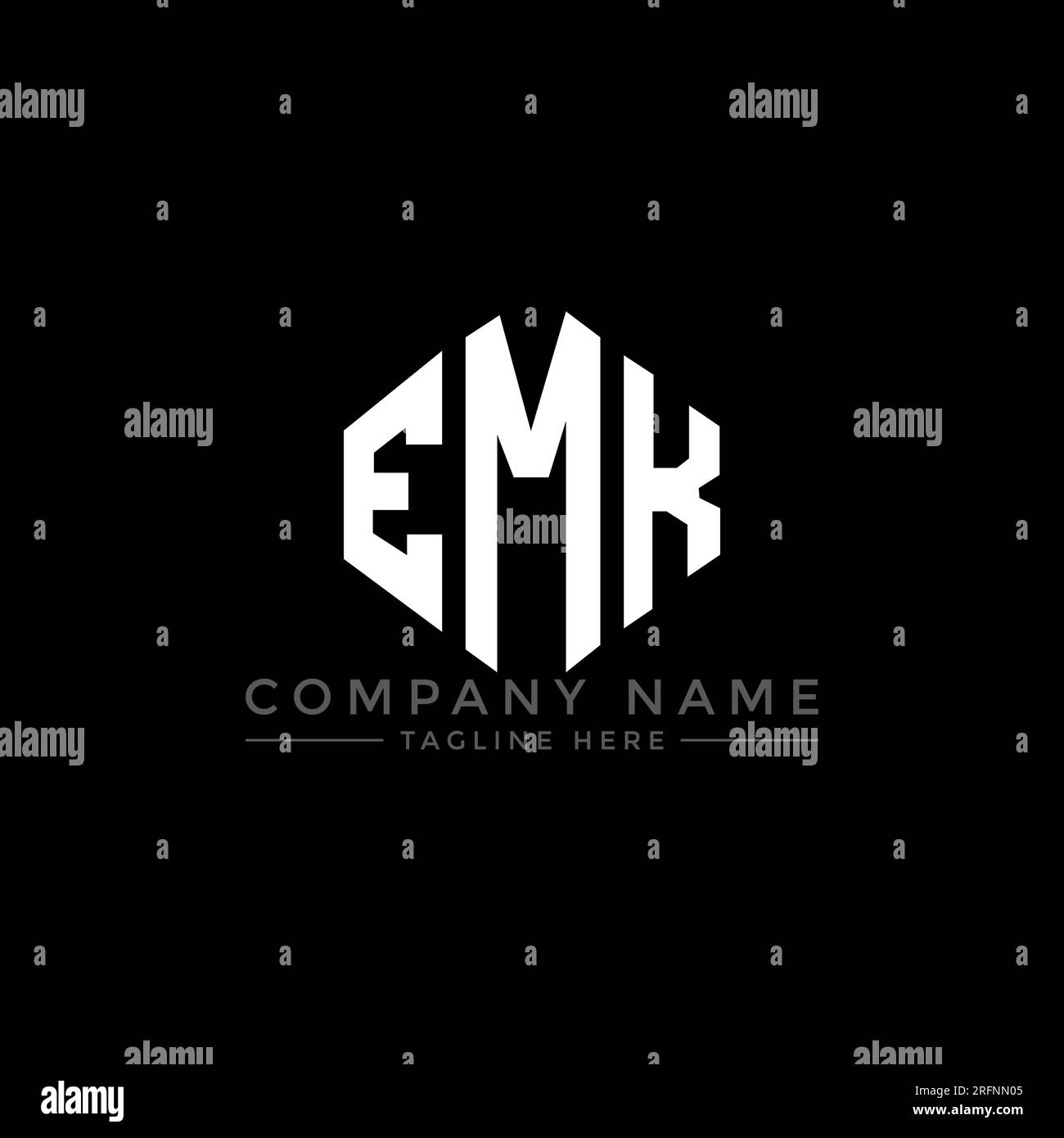EMK letter logo design with polygon shape. EMK polygon and cube shape logo design. EMK hexagon ...