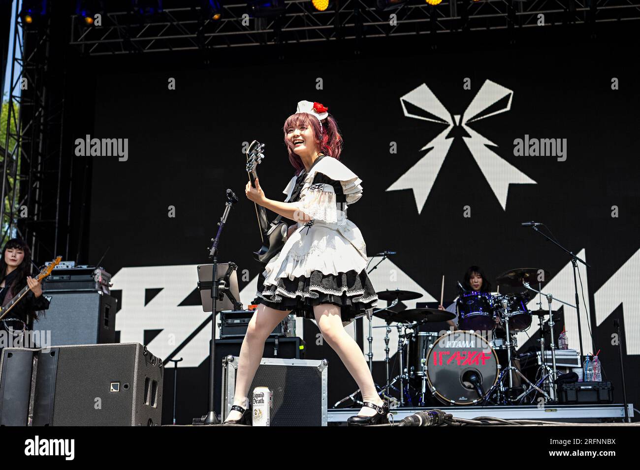 Miku Kobato of Band-Maid performs on day two of the Lollapalooza Music Festival on Friday, Aug ...