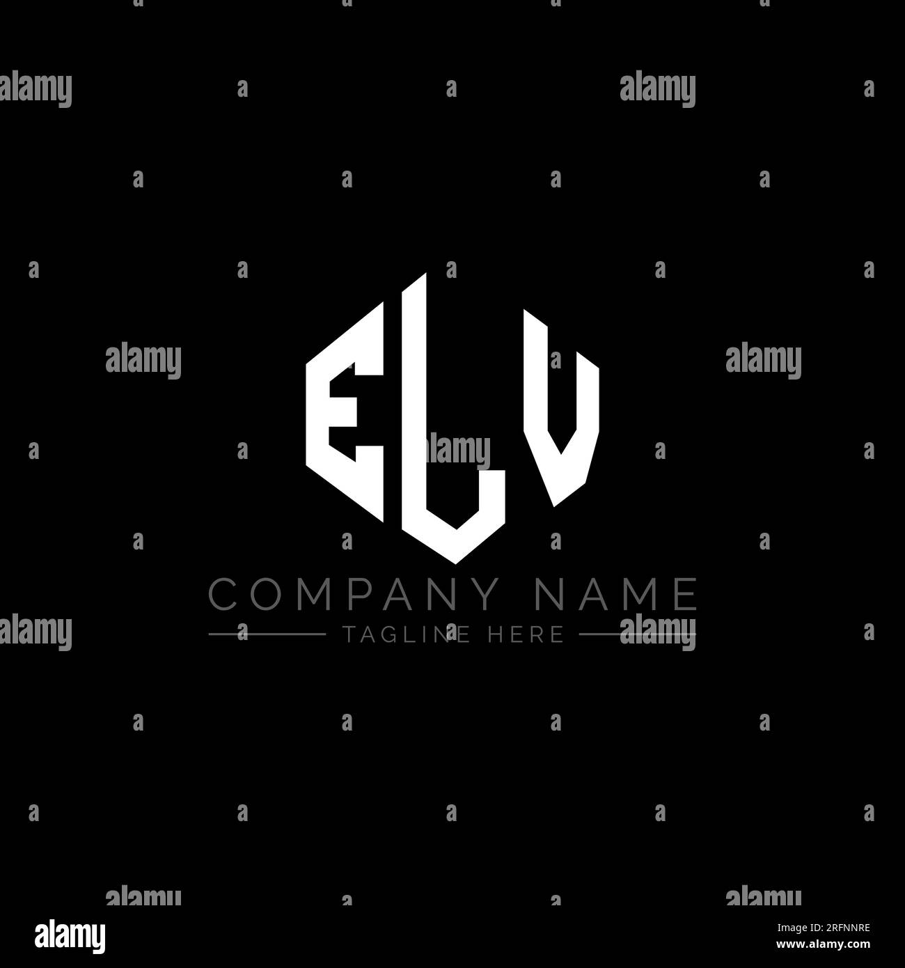 ELV letter logo design with polygon shape. ELV polygon and cube shape ...