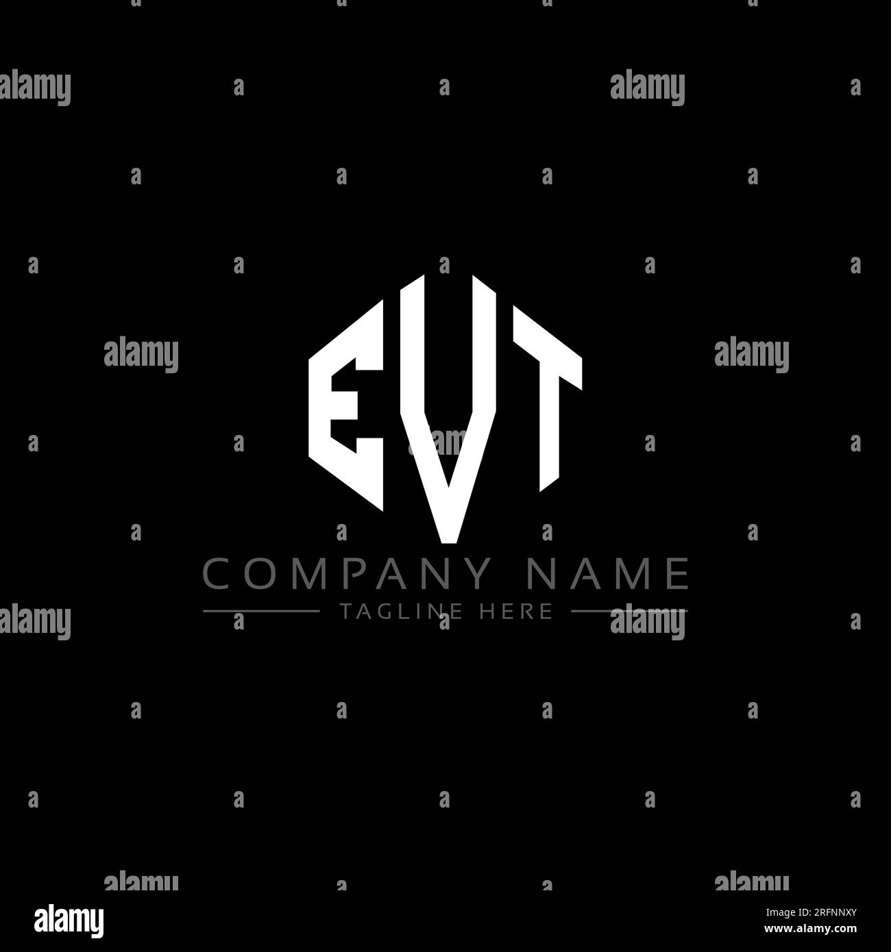 EVT letter logo design with polygon shape. EVT polygon and cube shape ...