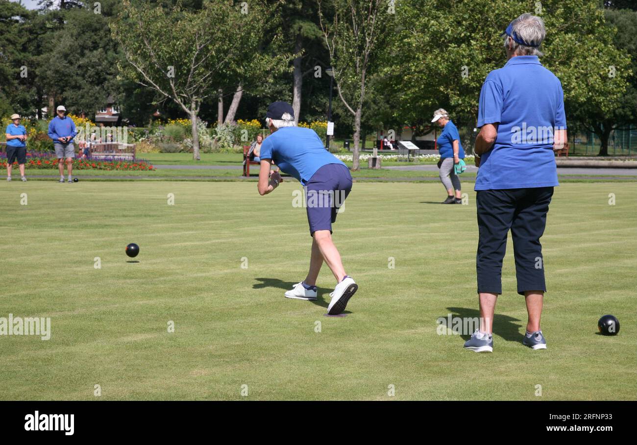 A view of the senior lady bowlers at Lowther Park, Lytham St Annes ...