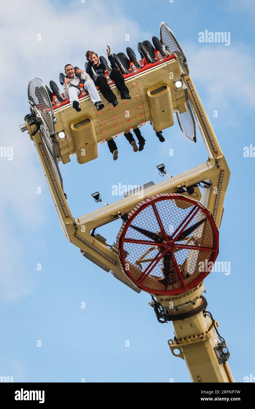 Herne, Germany. 04th August, 2023 People scream and have fun on one of ...