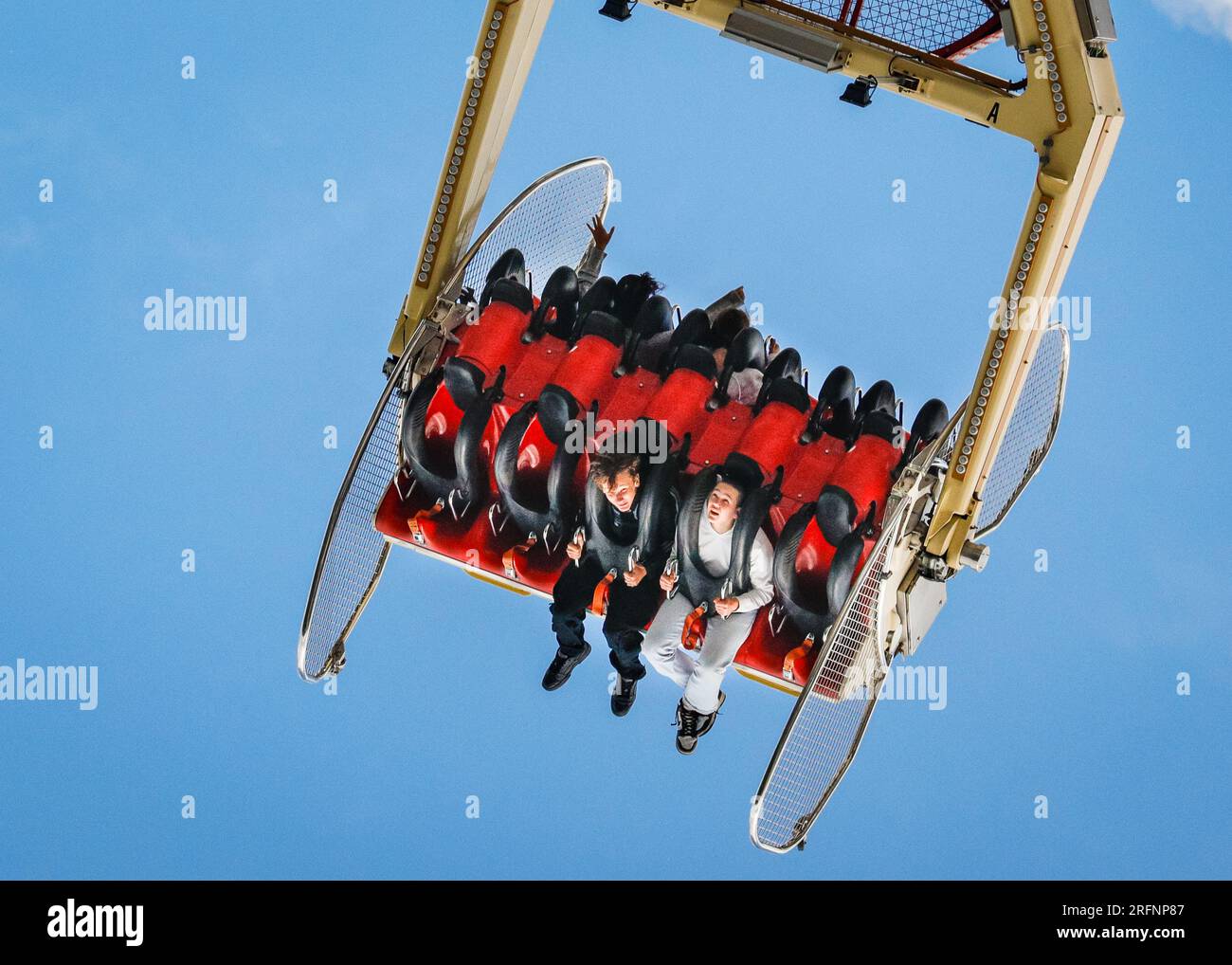 Herne, Germany. 04th August, 2023 People scream and have fun on one of ...