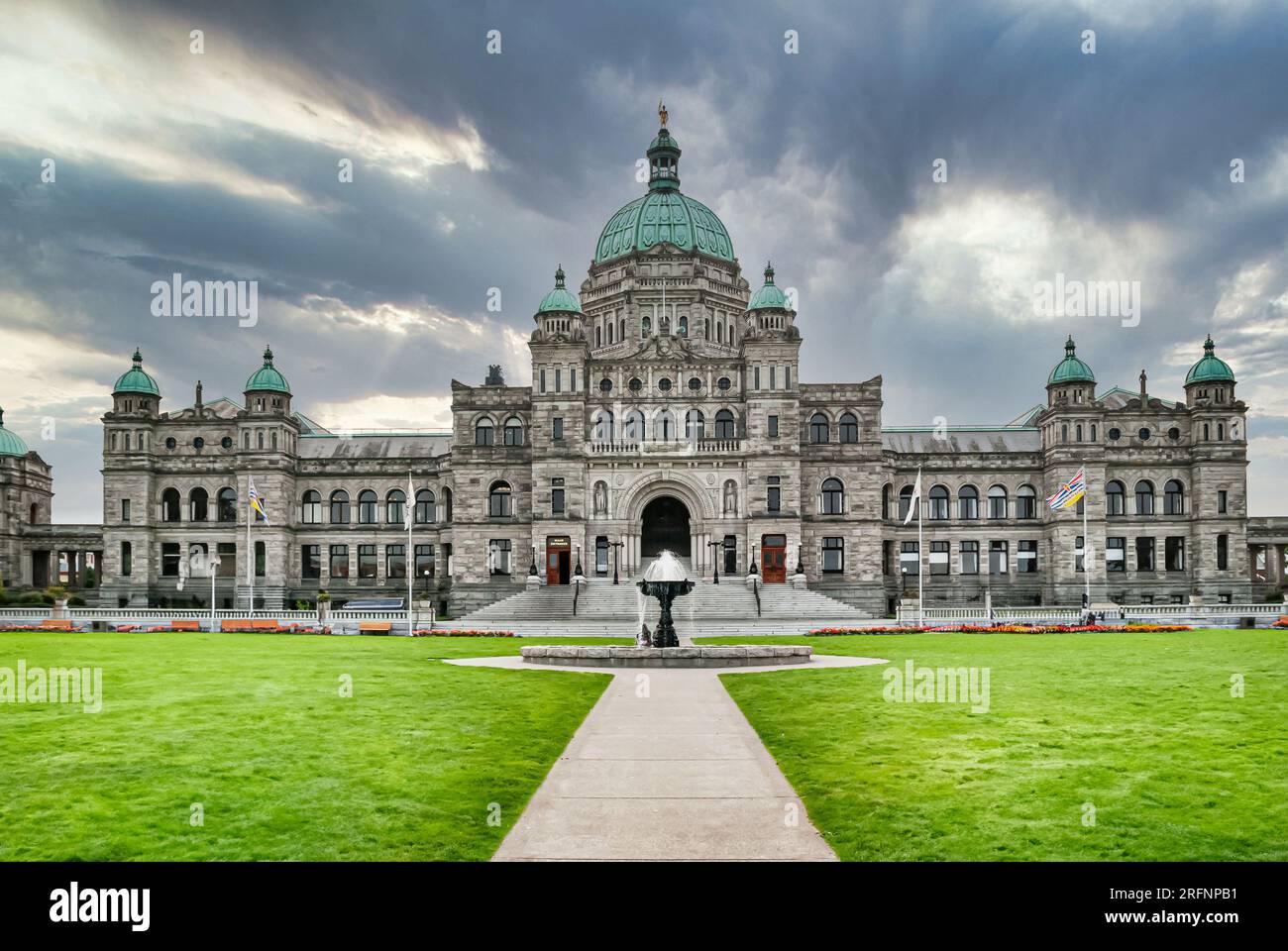 The imposing facade of the Parliament Building in Victoria, B.C ...